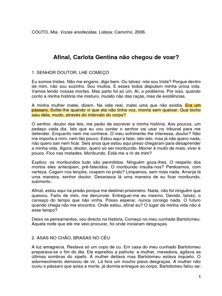 A Morte de Carlota Gentina | PDF | Morte | Deficiência visual