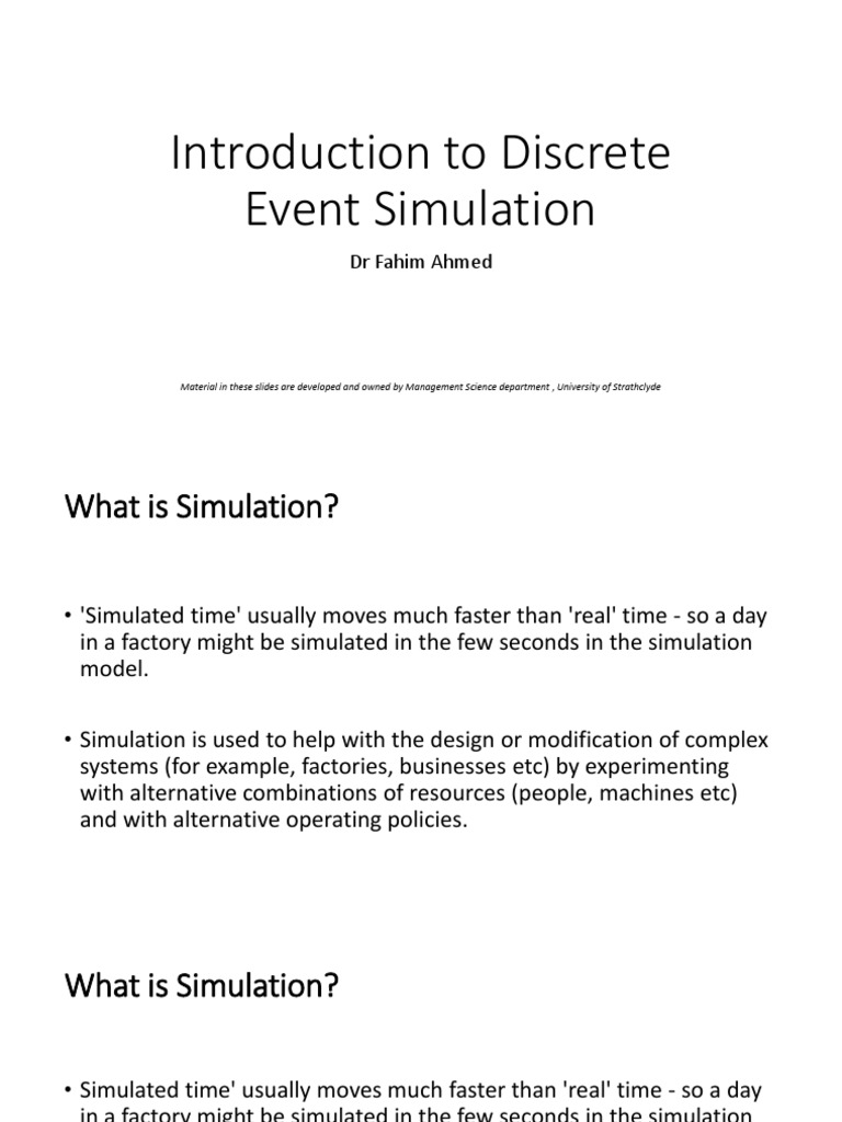 Introduction To Discrete Event Simulation - Ver - 1 | PDF | Simulation | Applied Mathematics