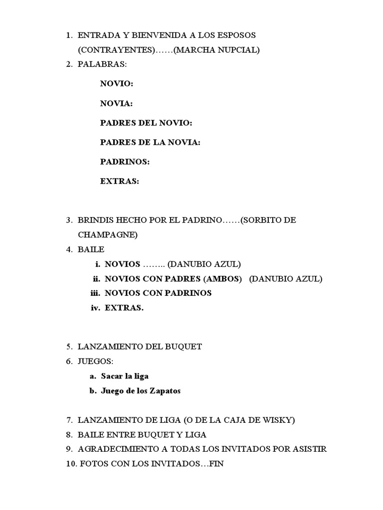 Programa de Matrimonio | PDF