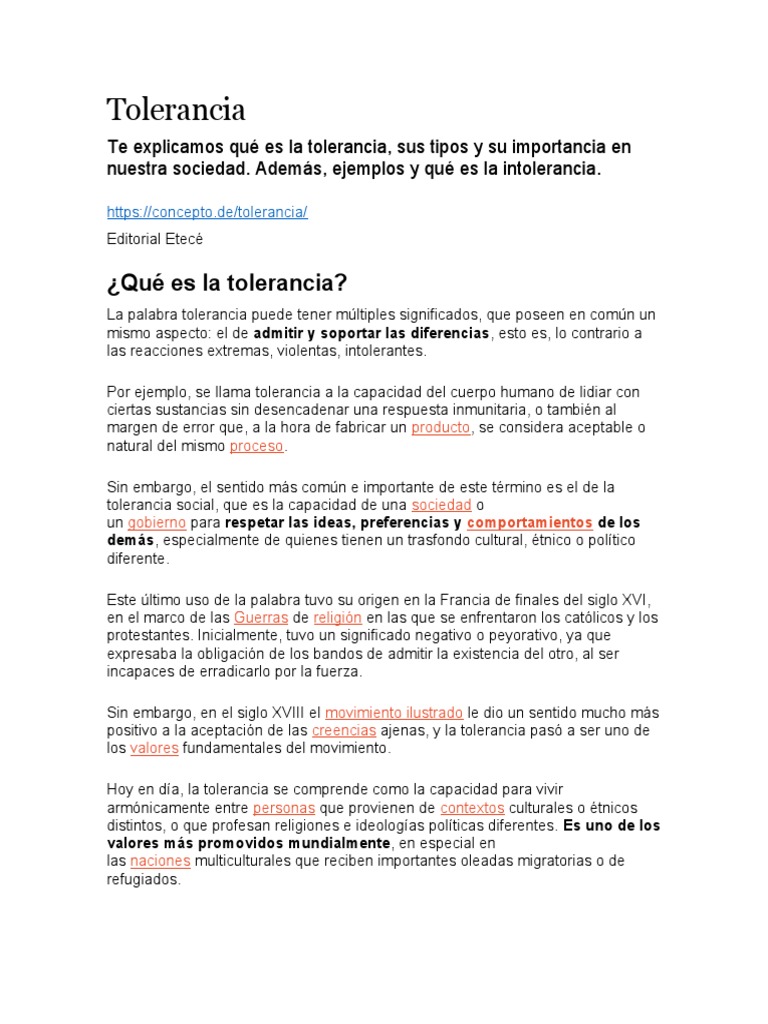 Tolerancia Social | PDF | Tolerancia