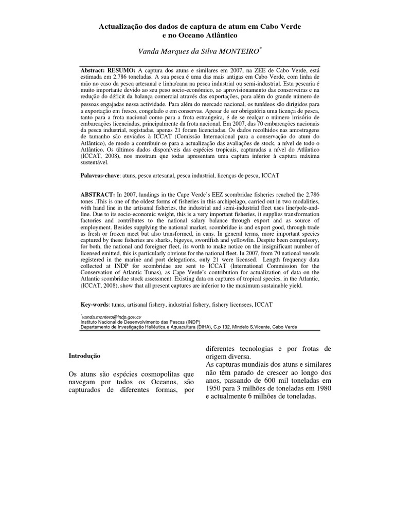 Captura - Atum em CV - Vanda Marques | PDF | Pesca | Pesca recreativa