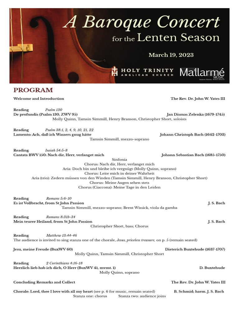 Holy Trinity Lenten Concert Program p1 Only 3 15 23 Final | PDF ...