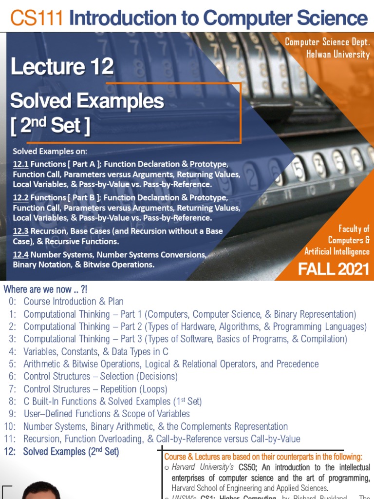 Cs111 Intro To Cs Lecture 12 Fall 2021 Download Free Pdf Parameter Computer
