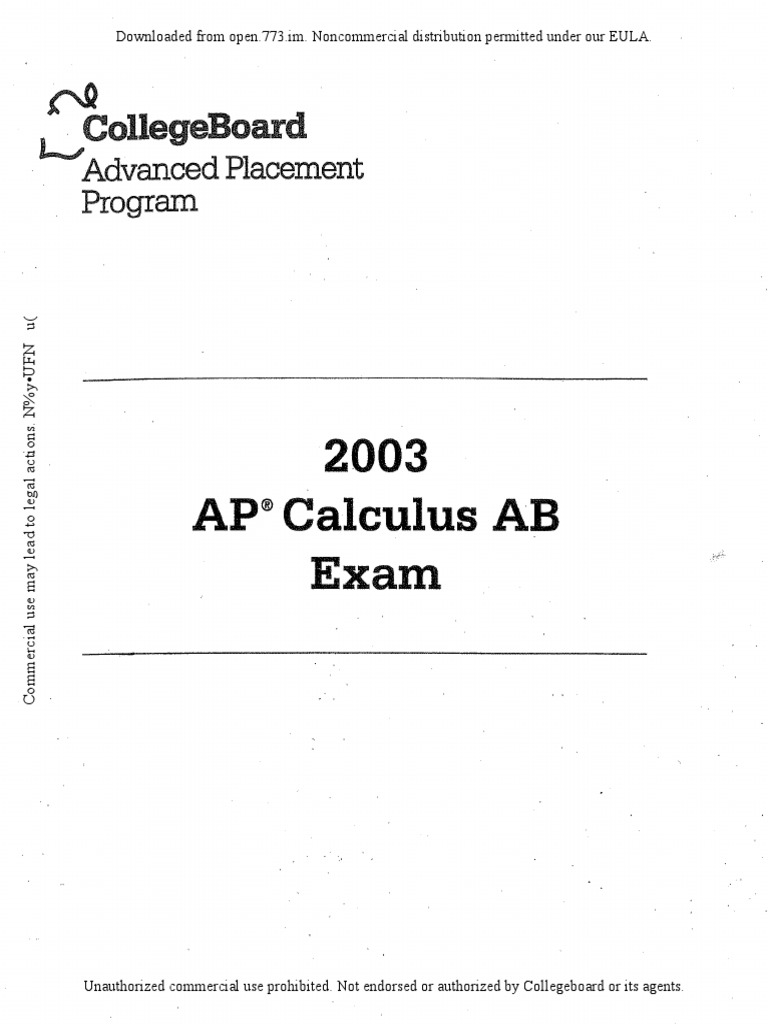 AP Calc AB 2003 PDF | PDF | Function (Mathematics) | Derivative AP Calc AB 2003 PDF | PDF | Function (Mathematics) | Derivative