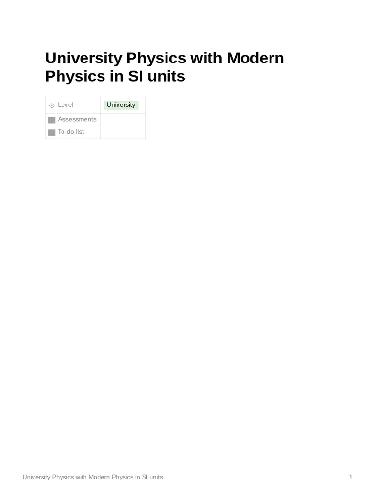University Physics With Modern Physics in SI Units | PDF | Biology ...