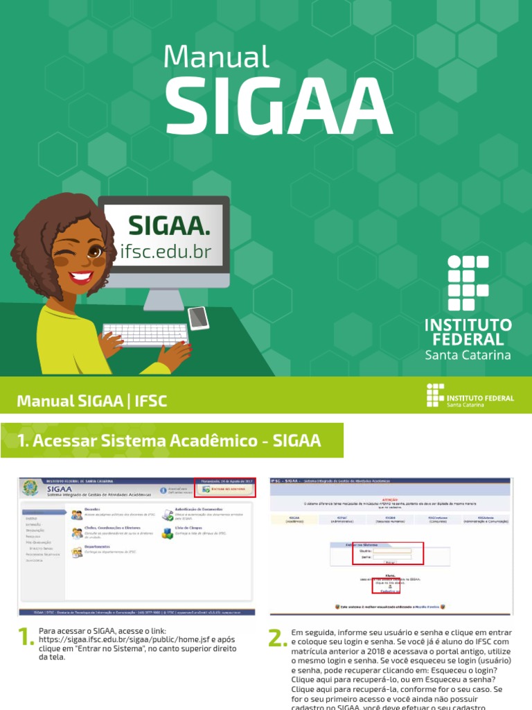 Manual Sigaa IFSC | PDF | Fazer login | Pedagogia