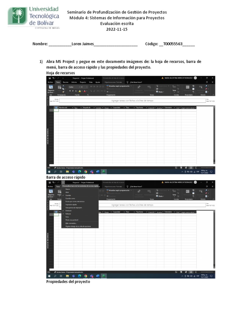 Examen Final Modulo 4 | PDF | Gestión de proyectos | Calendario