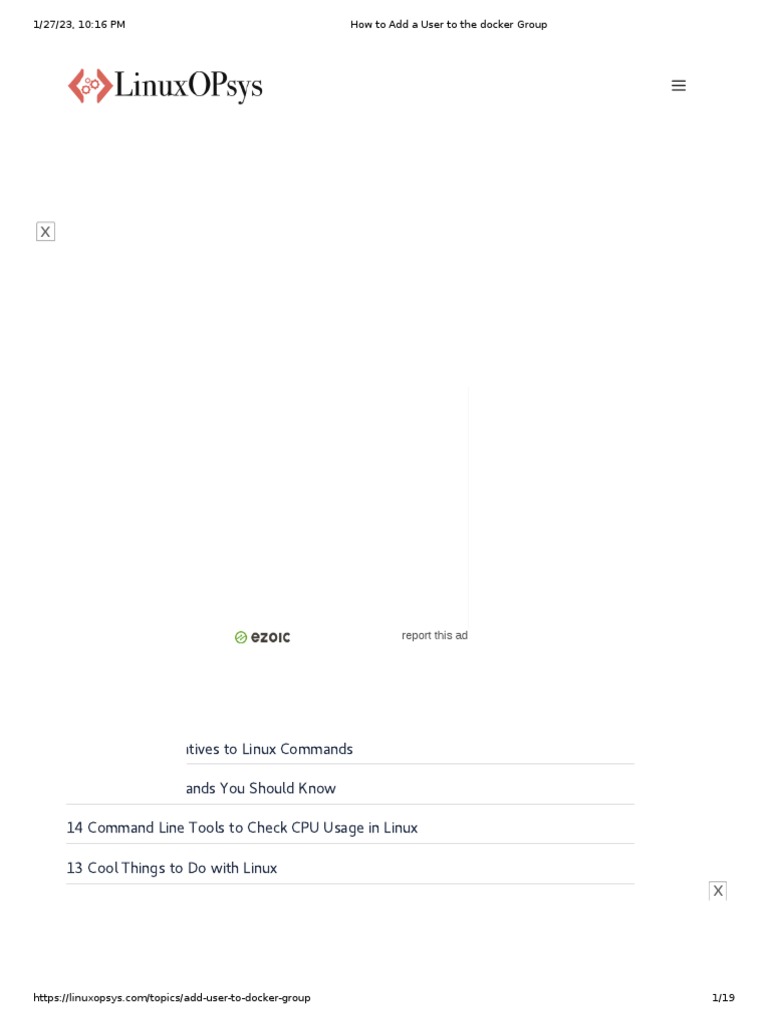 How To Add A User To The Docker Group | PDF | Sudo | User (Computing)