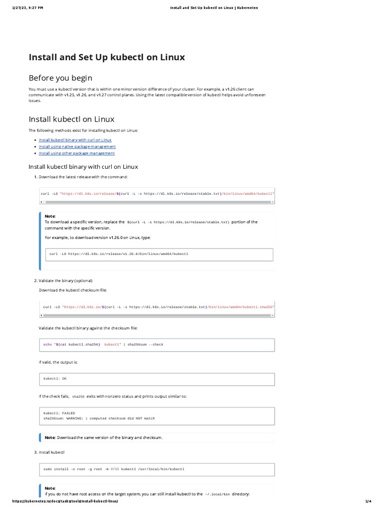 Install and Set Up Kubectl On Linux - Kubernetes | PDF | Utility ...