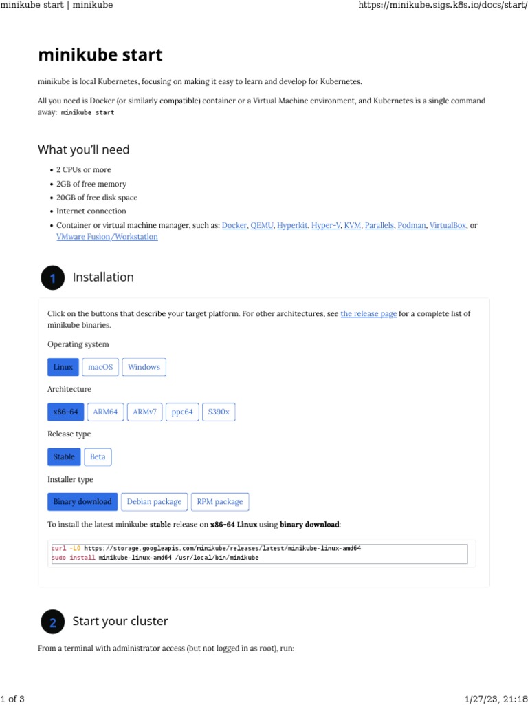Minikube Start Minikube Pdf Virtual Machine Utility Software