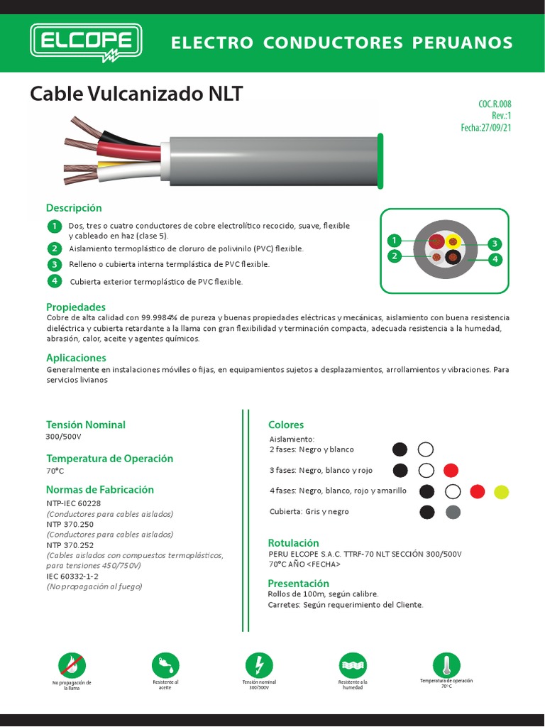 NLT CL5 Awg QR 1 | PDF | Cloruro de polivinilo | Cobre