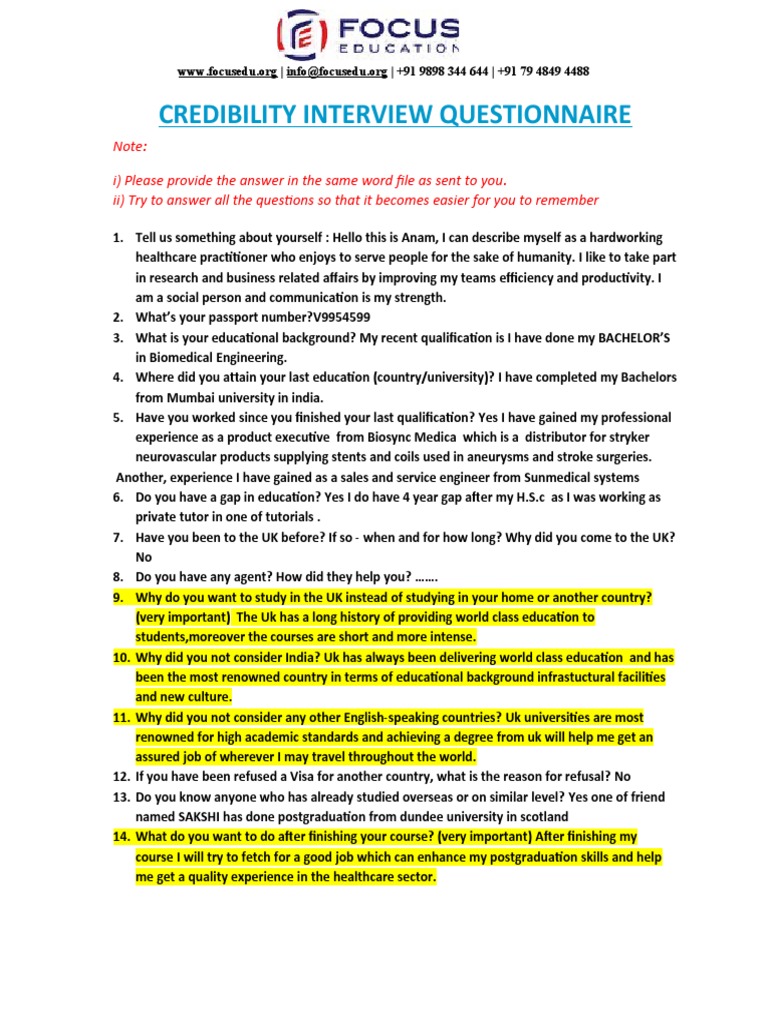 0.1 Credibility Questionnaire Full Answers | PDF | Health Informatics ...