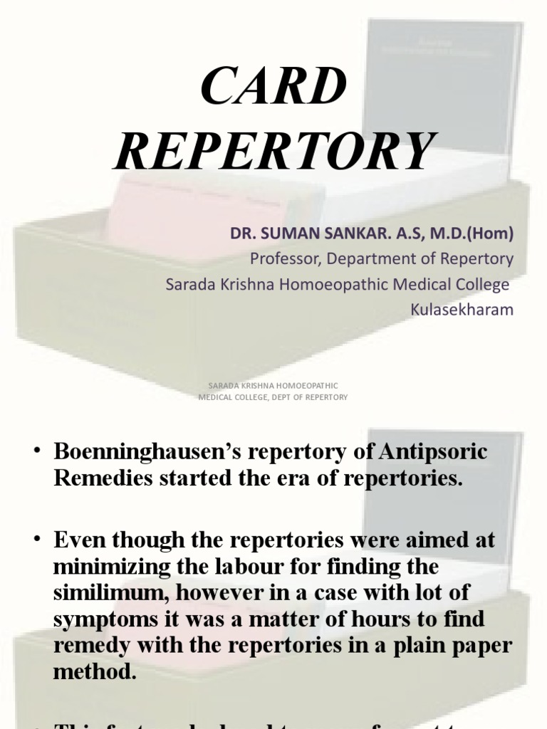 Card Repertory: Professor, Department of Repertory Sarada Krishna ...