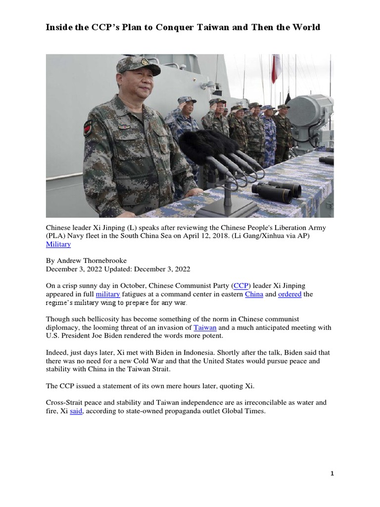 Inside the CCP’s Plan to Conquer Taiwan and Then the World | PDF ...