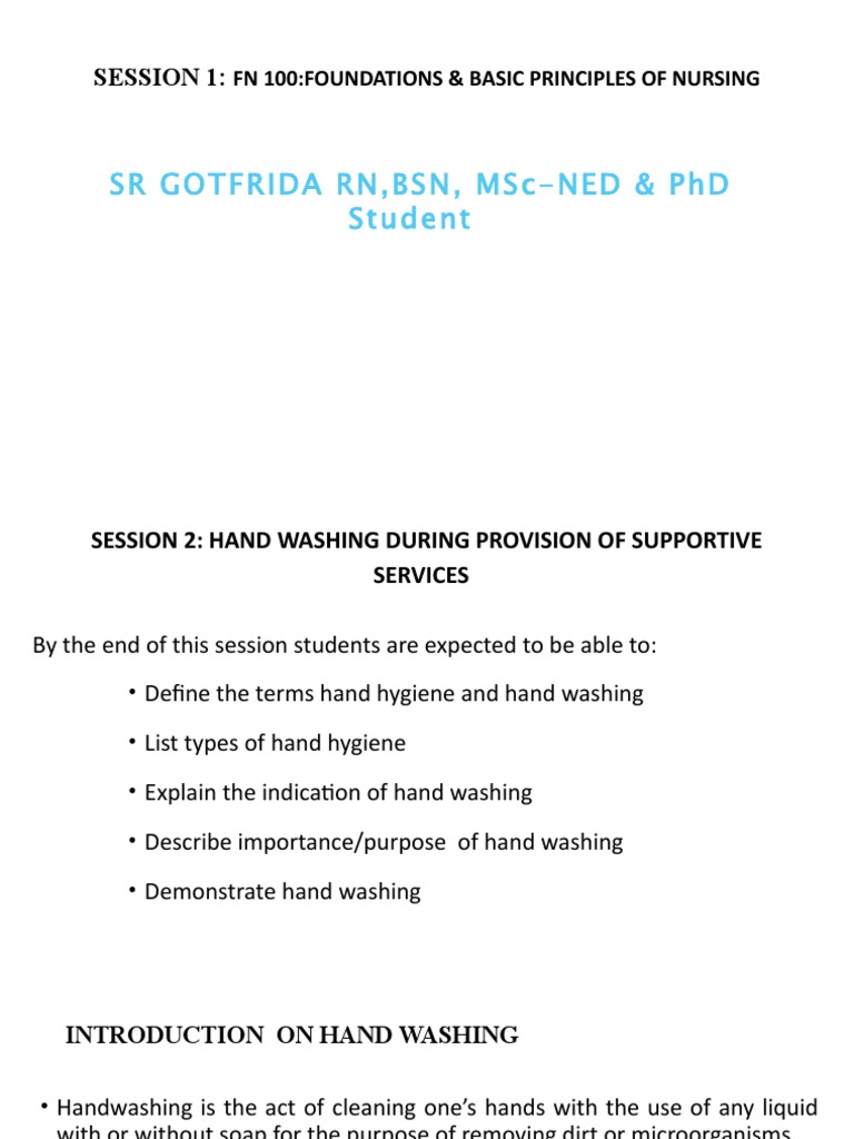 Hand Hygiene Principles in Nursing | PDF | Hand Washing | Hygiene