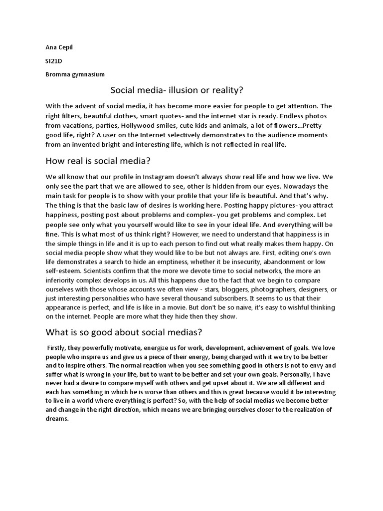 Social Media-Illusion or Reality? | PDF | Social Media | Popular ...