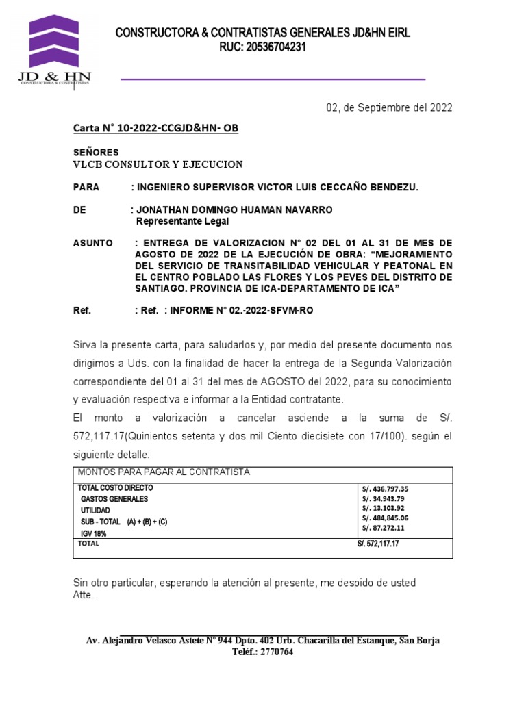 Carta #10 - Santiago PSE - Ica Valo 02 | PDF