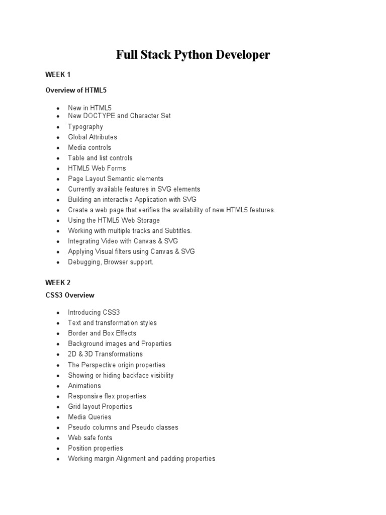 Full Stack Python Developer Pdf Python Programming Language Parameter Computer Programming