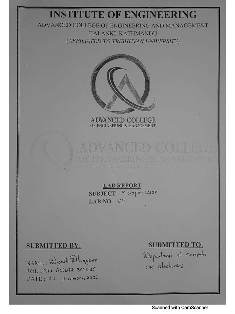 Microprocessor Lab 4 | PDF