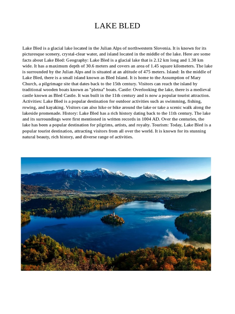 Lake Bled: Depth, History, and Attractions | PDF | Travel