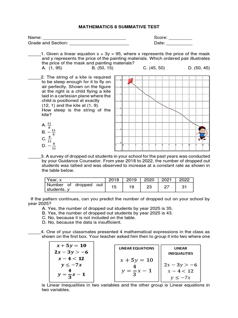 Long Test | PDF | System Of Linear Equations | Equations