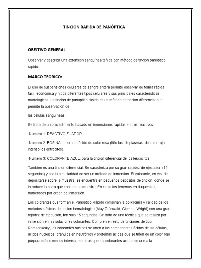 Tinción Panóptica Rápida en Hematología | PDF | Leucocito | Tipo de sangre