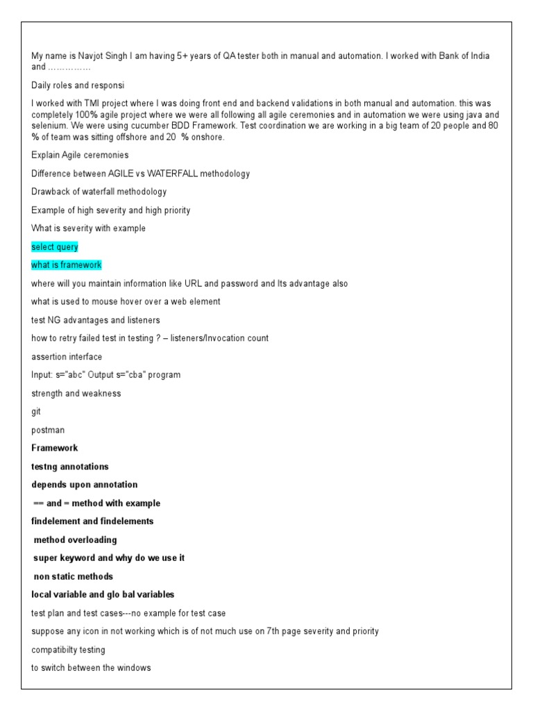 QA Automation Interview Insights | PDF | Software Testing | Selenium ...