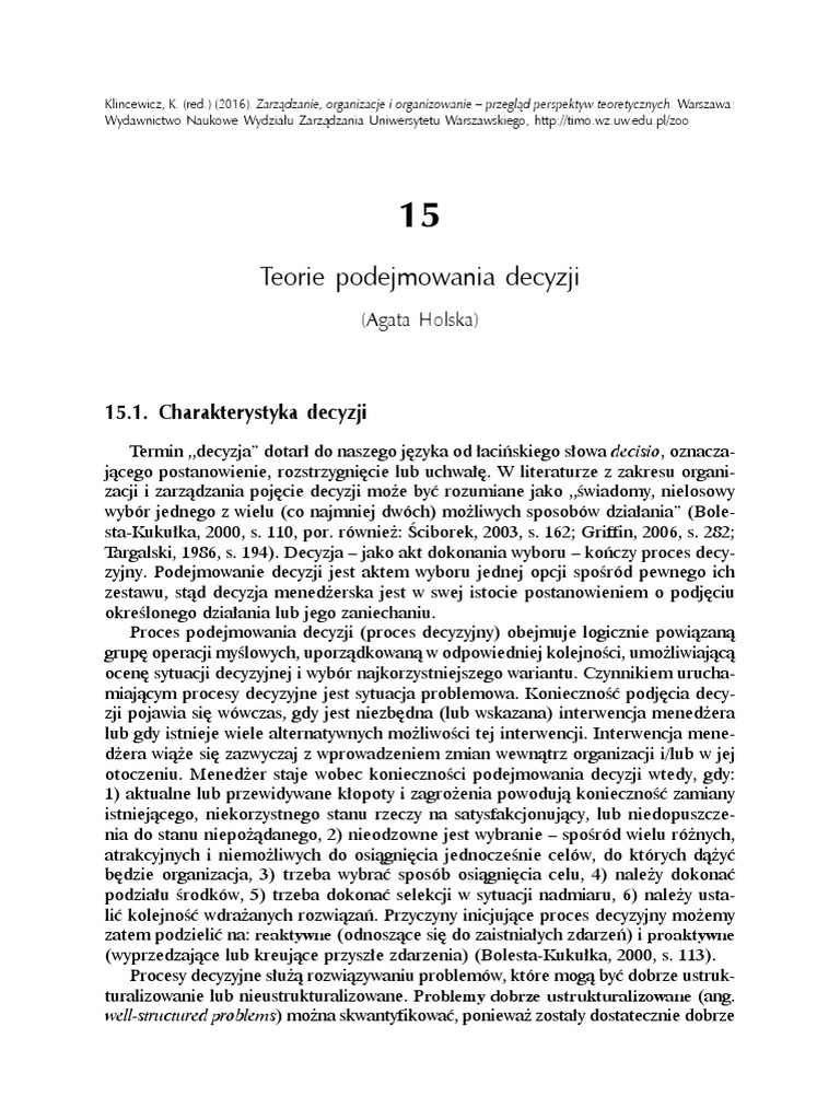 Teorie Podejmowania Decyzji | PDF