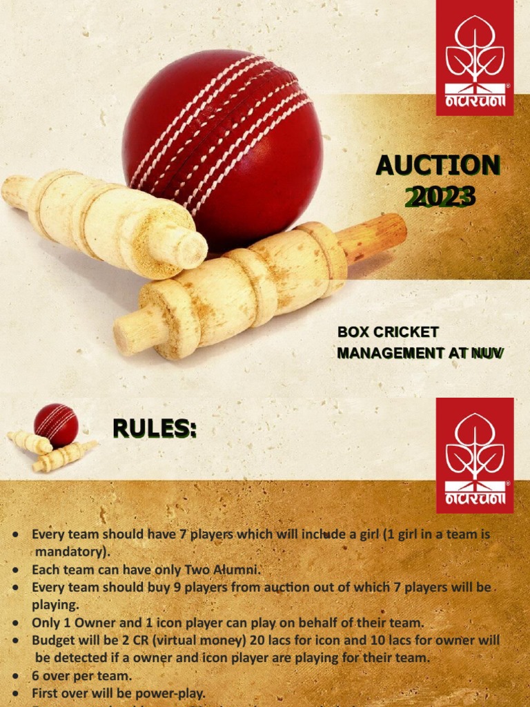 Box Cricket Auction 2023 Rules | PDF