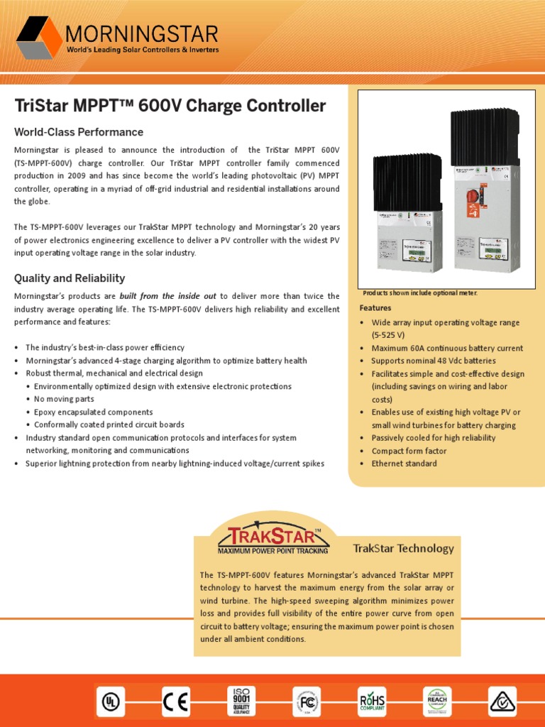 MorningStar - Controlador de Carga - Hoja Técnica - MPPT - TriStar - TS-MPPT-60-600V-48, TS-MPPT ...