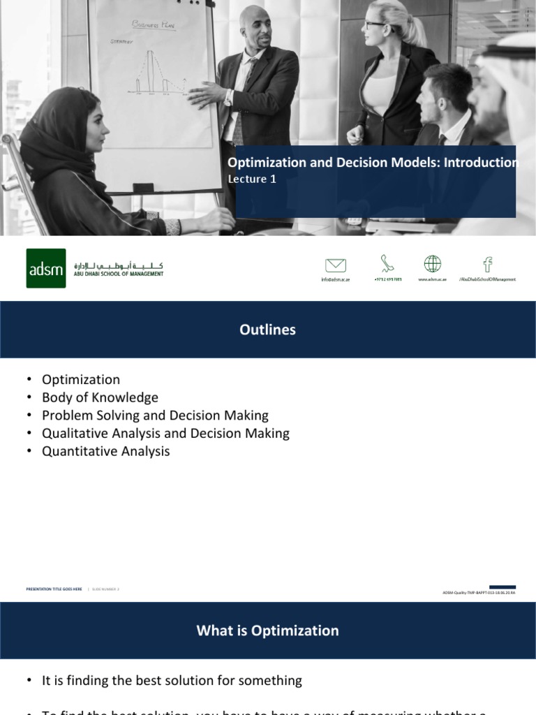 Optimization and Decision Models: Introduction | PDF | Linear ...