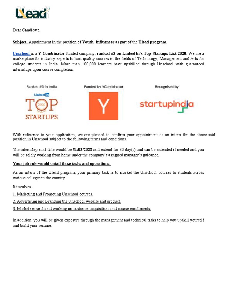 YI - Offer Letter - 31 | PDF