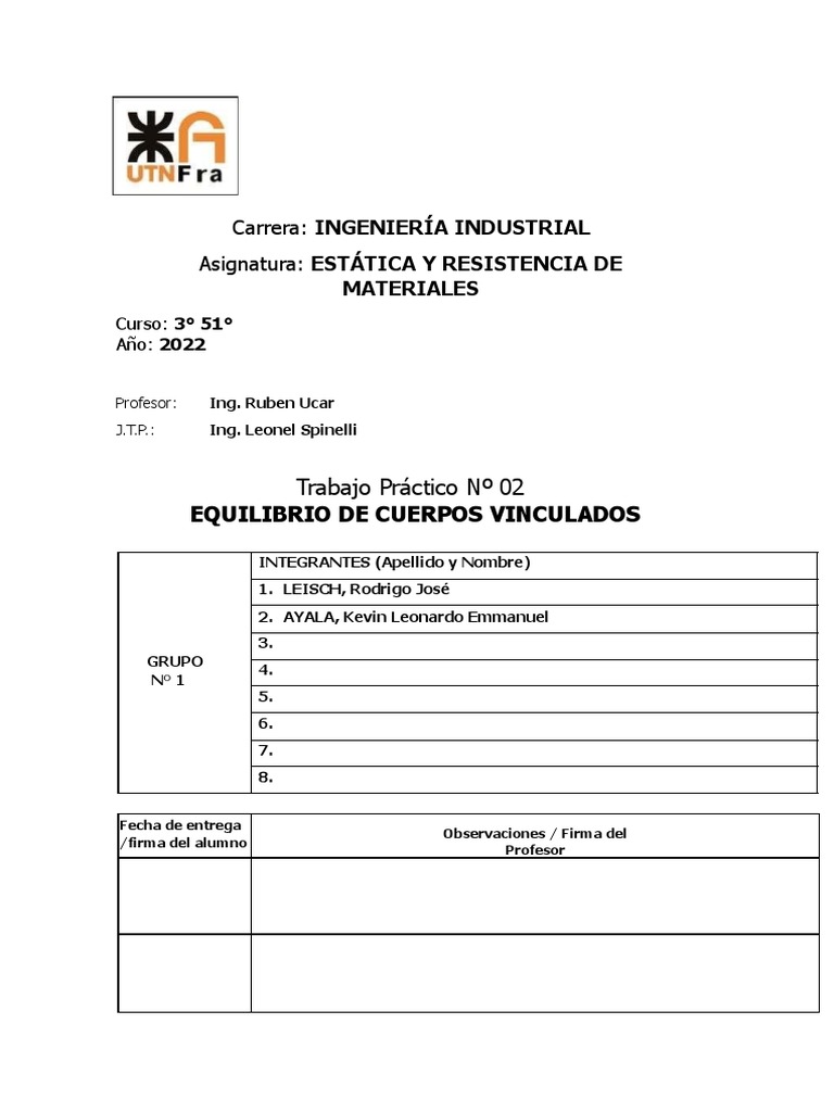 TP 03 - G01 - 1ere | PDF | Resistencia de materiales | Mecánica
