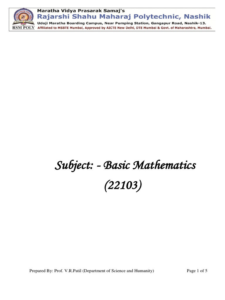 Subject: - Basic Mathematics (22103) | PDF | Trigonometric Functions | Matrix (Mathematics)