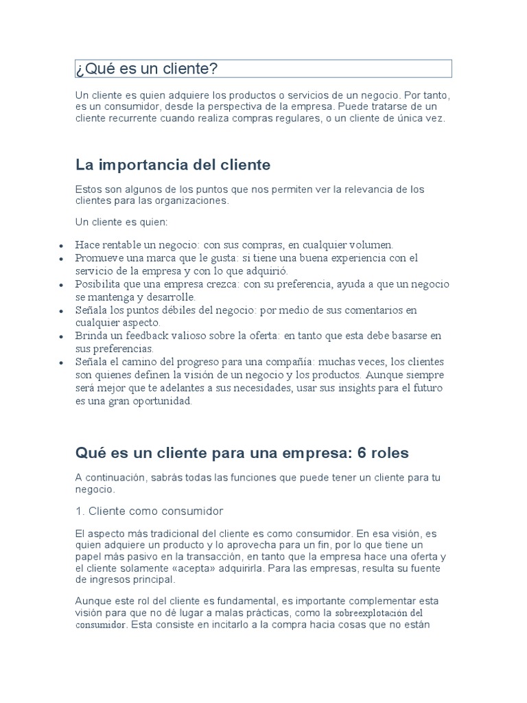 Qué Es Un Cliente | PDF | Marketing | Cliente