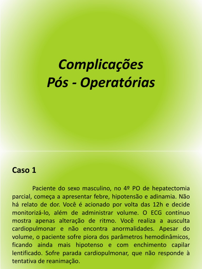 Pós-operatório casos clínicos | PDF | Medicina Clínica | Especialidades ...