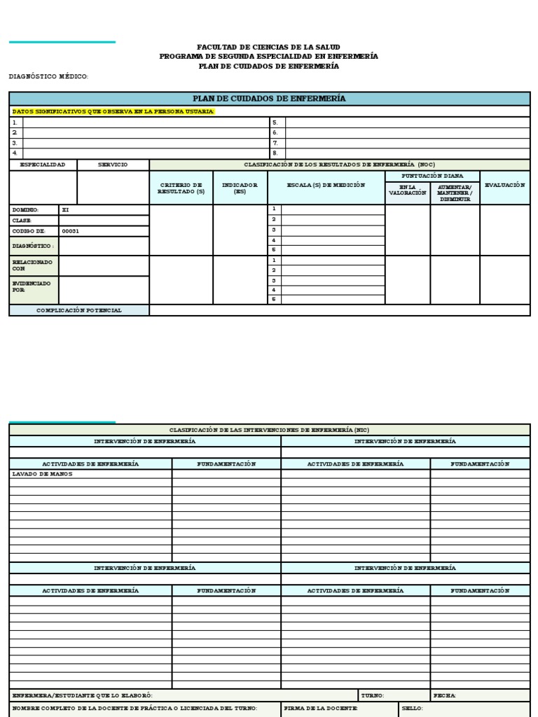 2023 I - Actual - Formato de Plan de Cuidados de Enfermería - Nanda ...