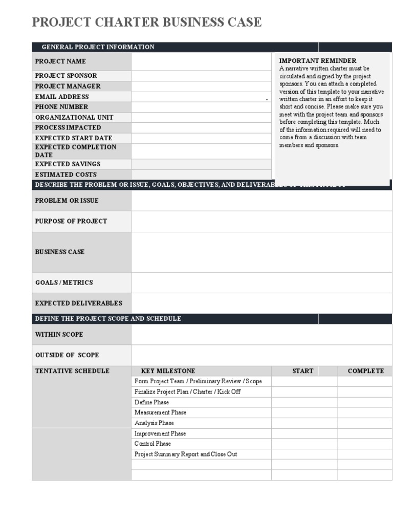 IC Project Charter Business Case 8556 - WORD | PDF | Performance ... IC Project Charter Business Case 8556 - WORD | PDF | Performance ...