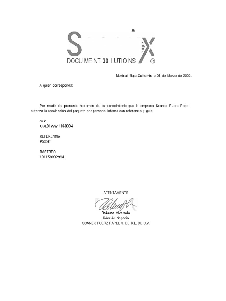Autorización de Recolección de Paquete | PDF