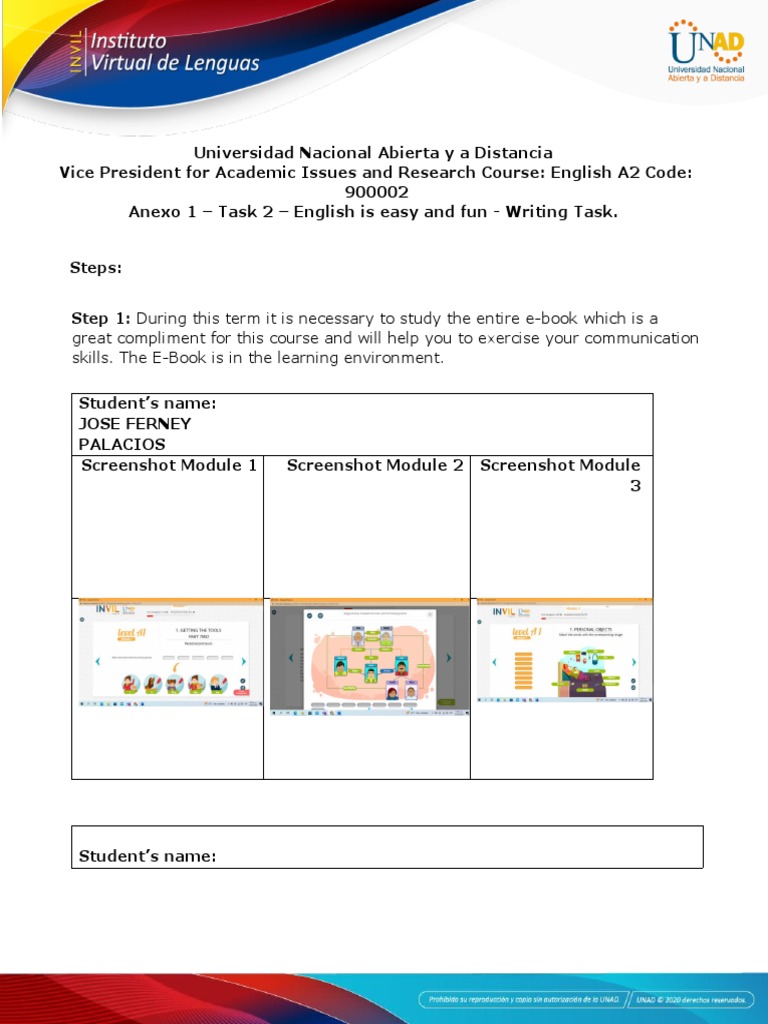 Anexo 1 - Task 2 - English Is Easy and Fun - Writing Task. | PDF