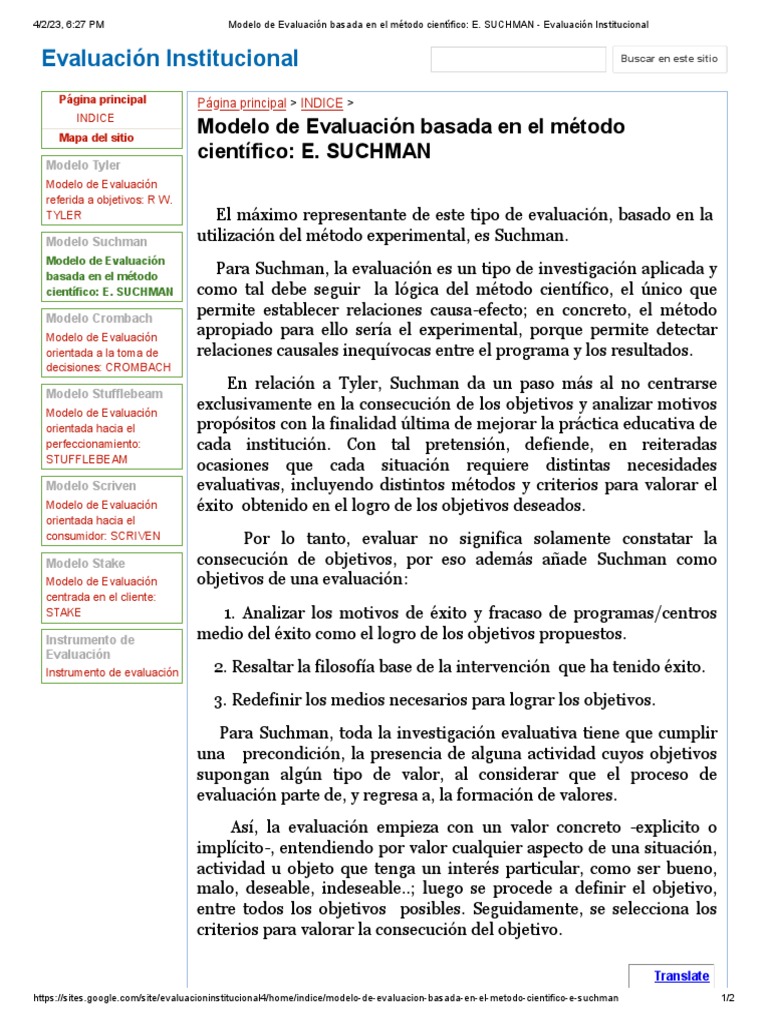 Modelo de Evaluación Basada en El Método Científico_ E. SUCHMAN ...