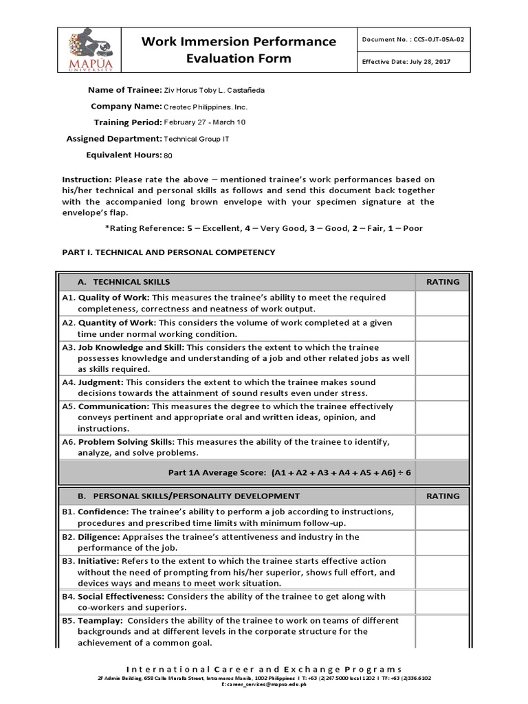 11 RES03 Performance Evaluation Form | PDF | Behavioural Sciences ...