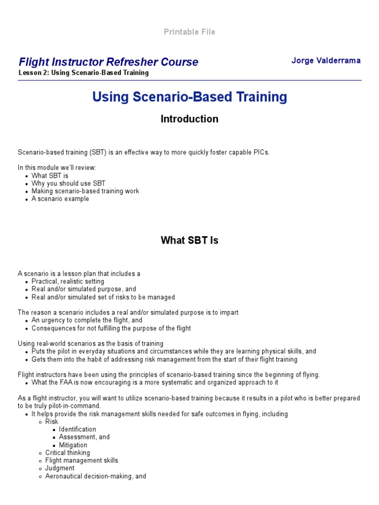 Effective Scenario-Based Training in Aviation | PDF | Simulation | Risk