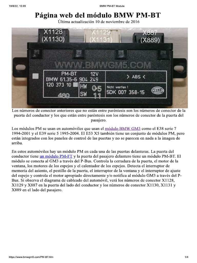 BMW Módulo Puertas PM-BT E38 E39 Serie 5 | PDF