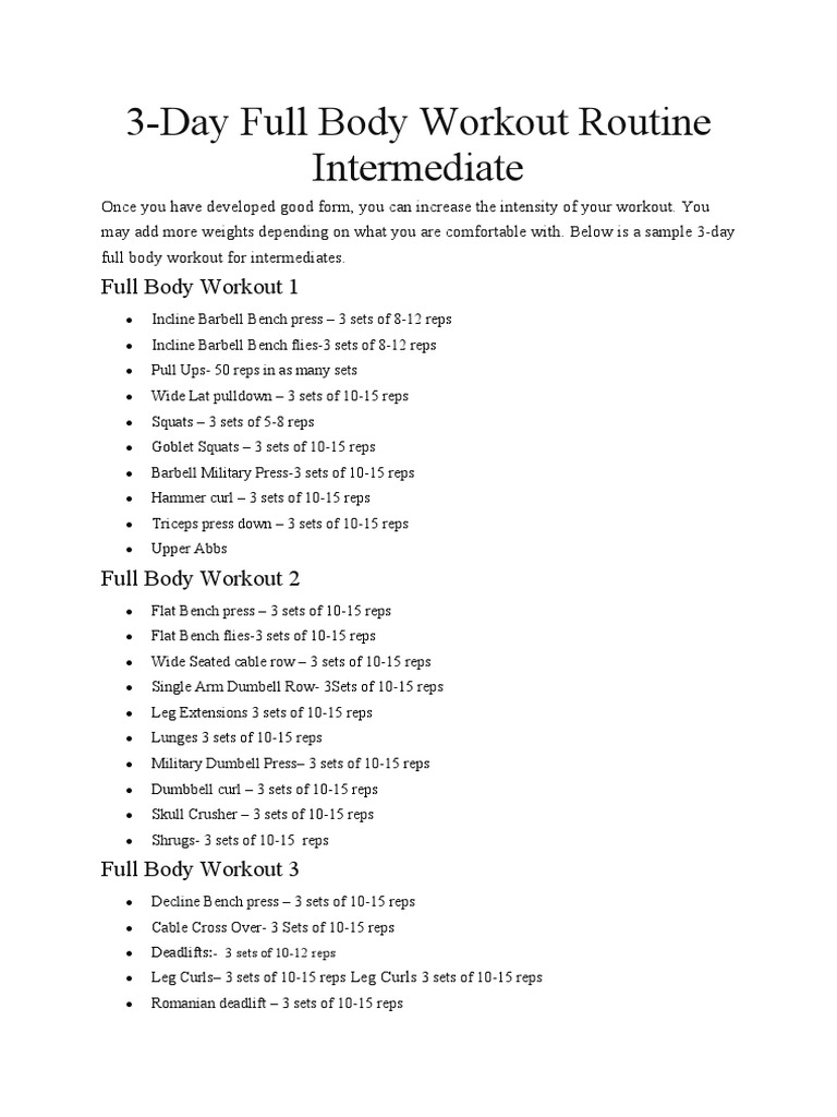 3 Days Split Workout | PDF | Kettlebell | Weight Training