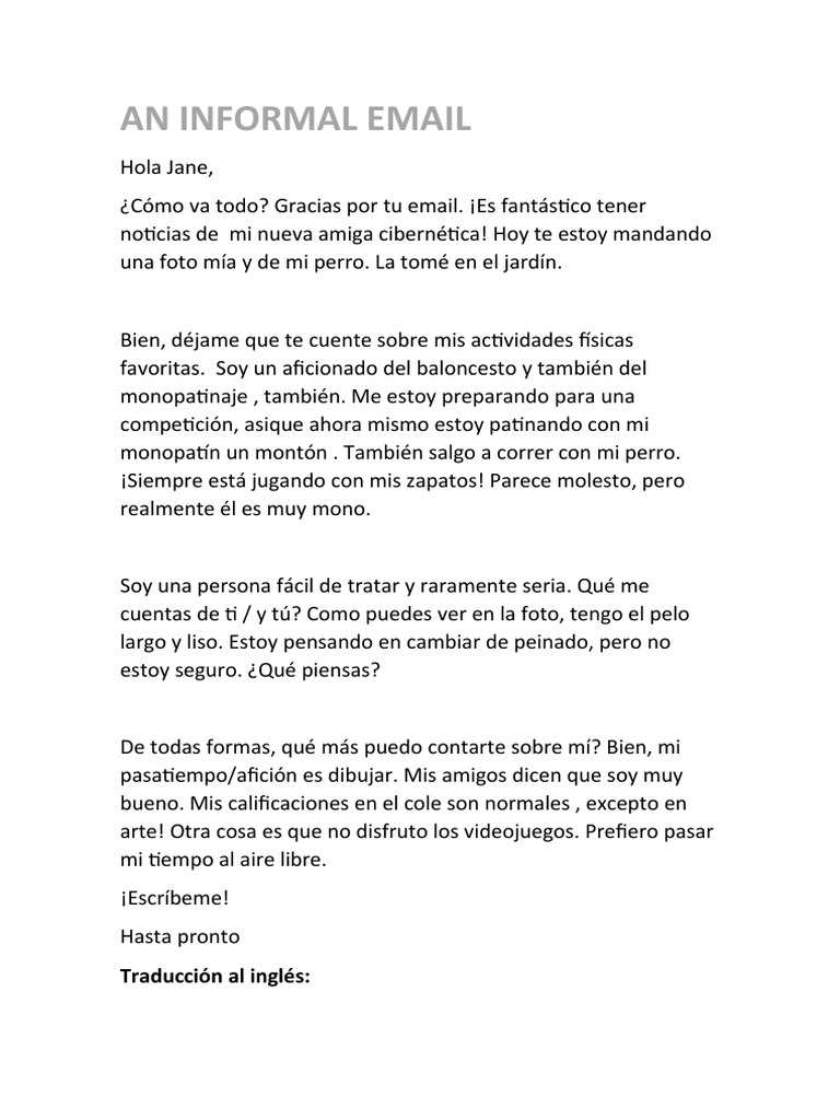 An Informal Email | PDF