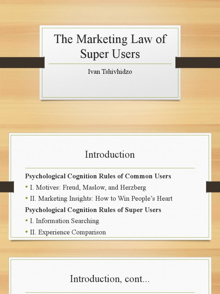 The Marketing Law of Super Users: Ivan Tshivhidzo | PDF | Behavior ...