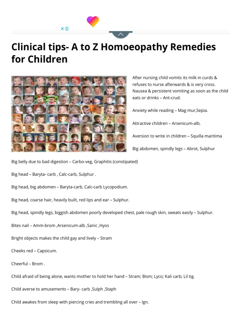 Clinical Tips-A To Z Homoeopathy Remedies For Children: Likee | PDF