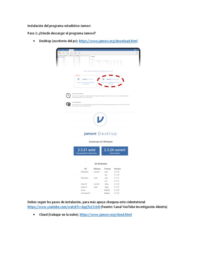 Instalación Del Programa Estadístico Jamovi | PDF
