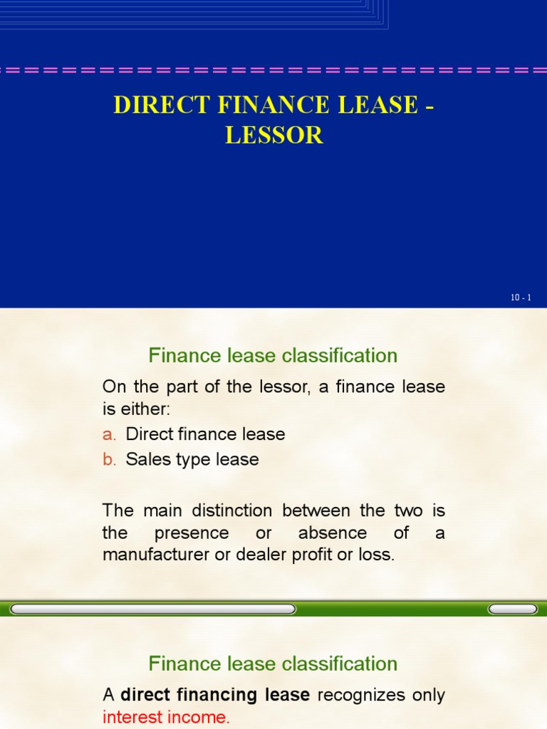 Direct Finance Lease - Lessor | Download Free PDF | Lease | Renting